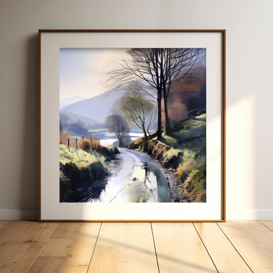 Lake District Watercolour Print, Lake District Landscape Painting ...