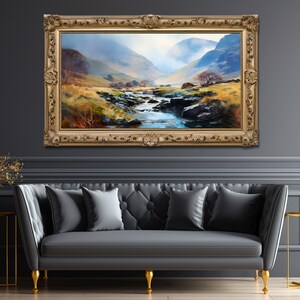 Lake District Landscape Painting, Digital Landscape Watercolour ...