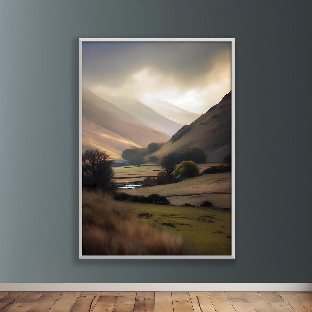 Lake District Oil Painting Landscape Print, UK Lake District Prints ...
