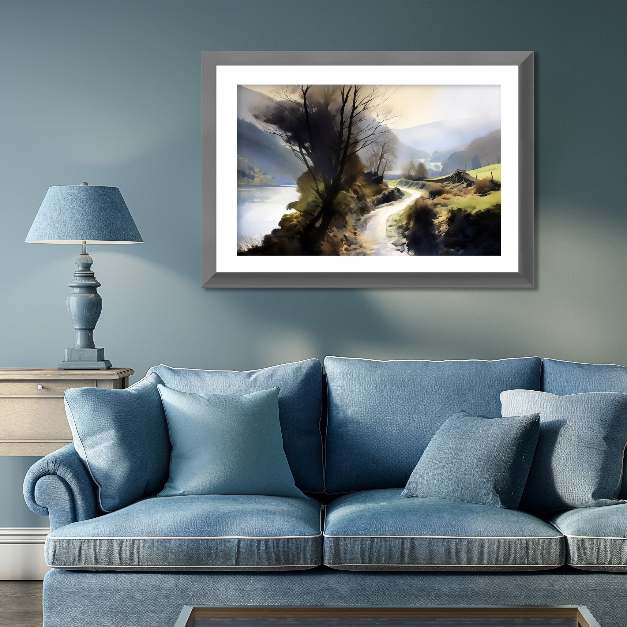 Lake District Watercolour Landscape Painting, Coniston Water Painting ...