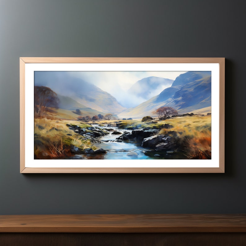 Lake District Landscape Painting, Digital Landscape Watercolour ...