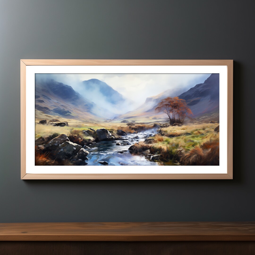 Digital Landscape Watercolour Painting, Lake District Landscape ...