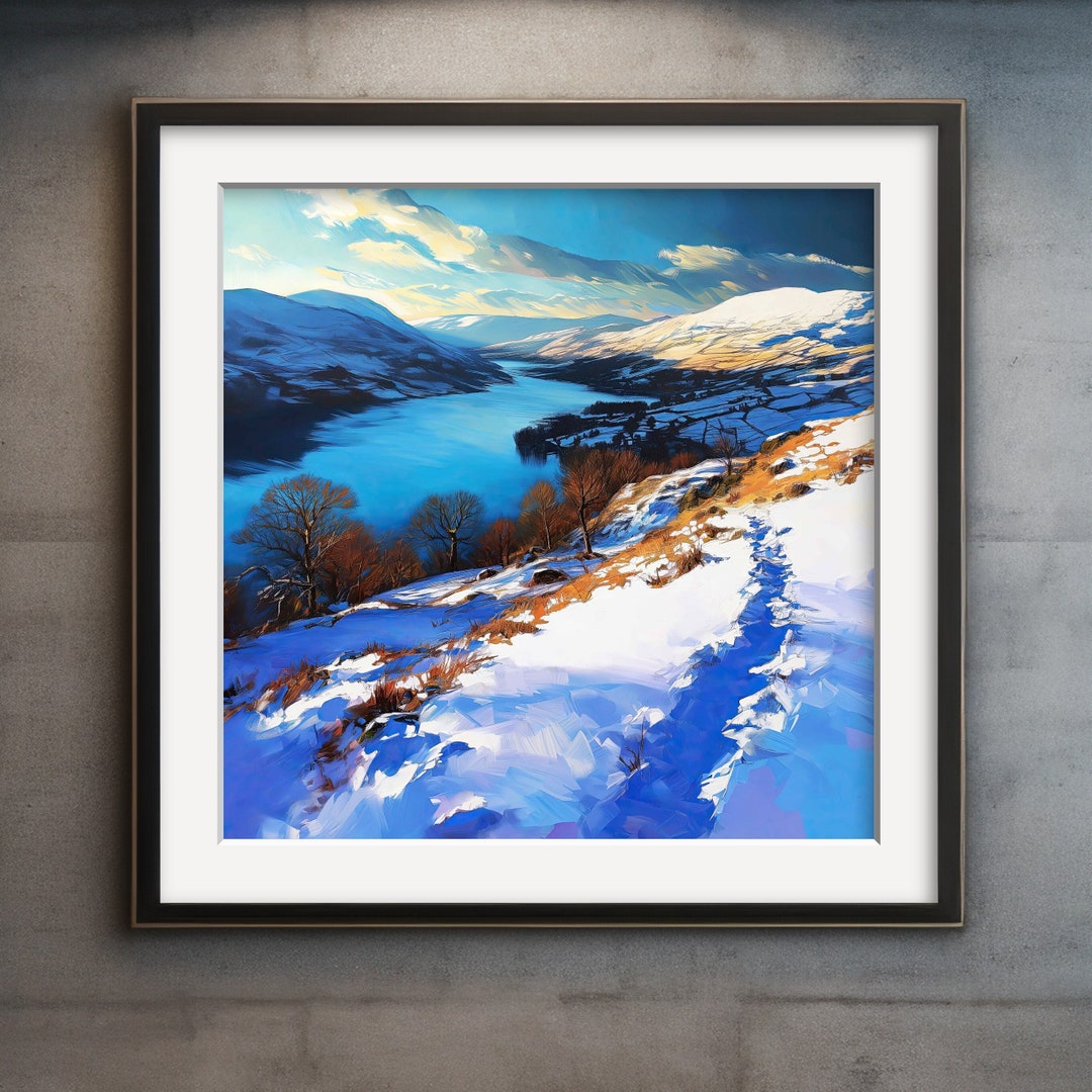 The Lake District, Winter Landscape, Lake Windermere Print, Lake ...