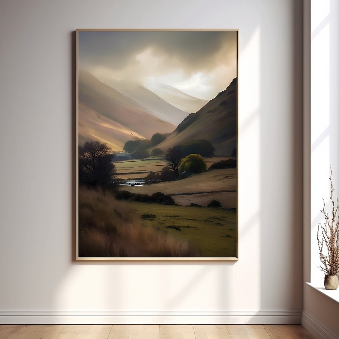 Lake District Landscape Print, UK Lake District Oil Painting, Lake ...