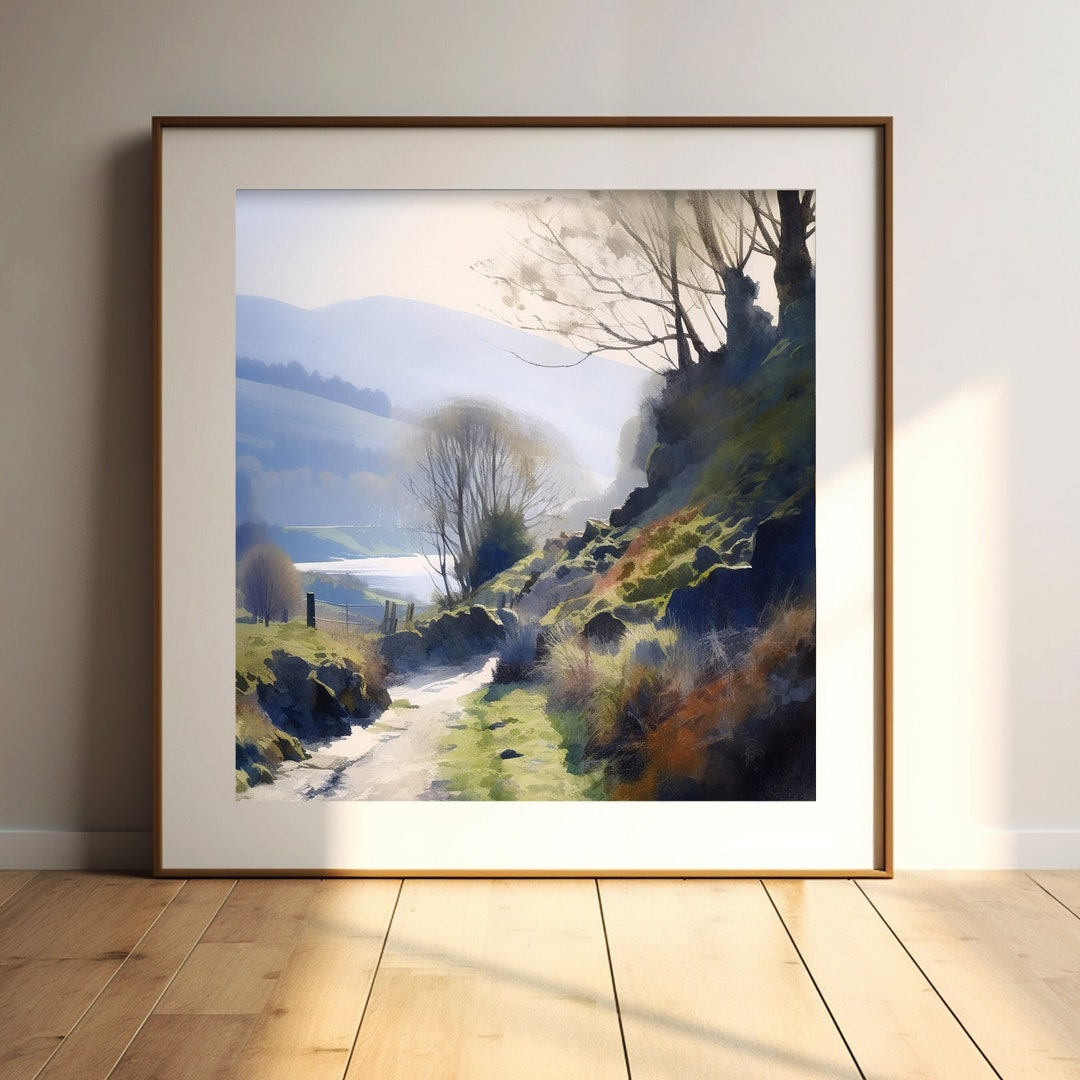 Lake District Watercolour Print, Lake District Landscape Painting ...