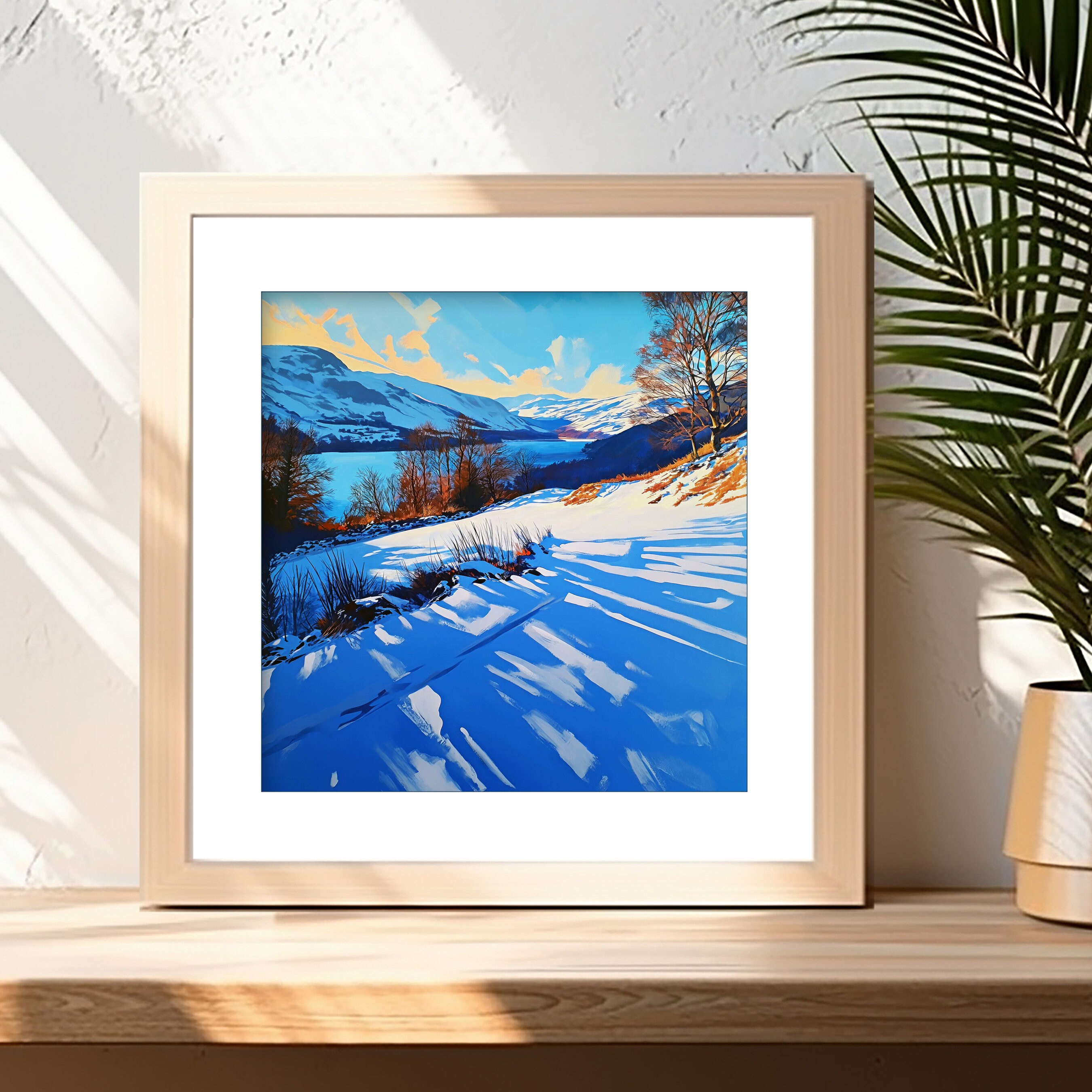 Lake Windermere Print, Lake District Winter Snow Painting, the Lake ...