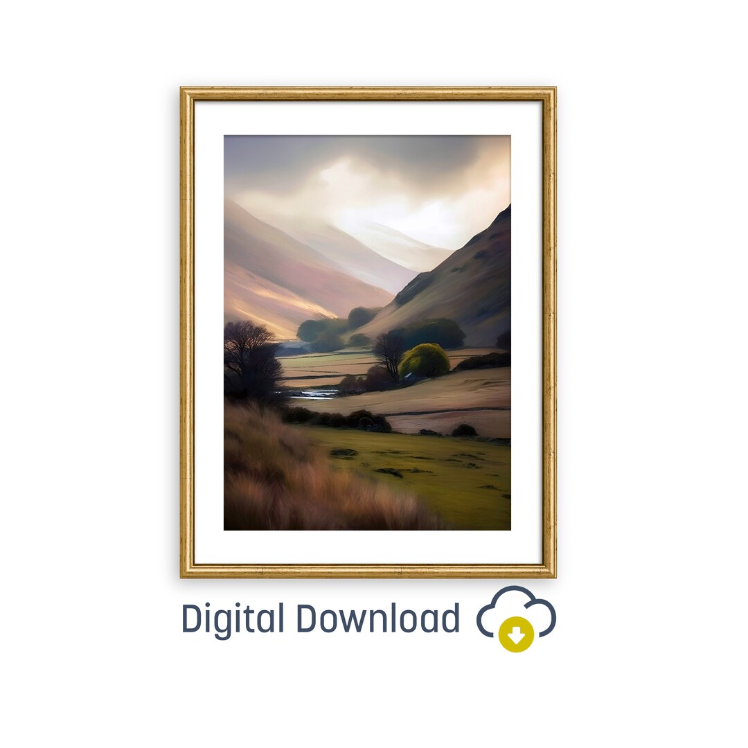 Digital Download Lake District Landscape Print, Evocative Oil Painting ...