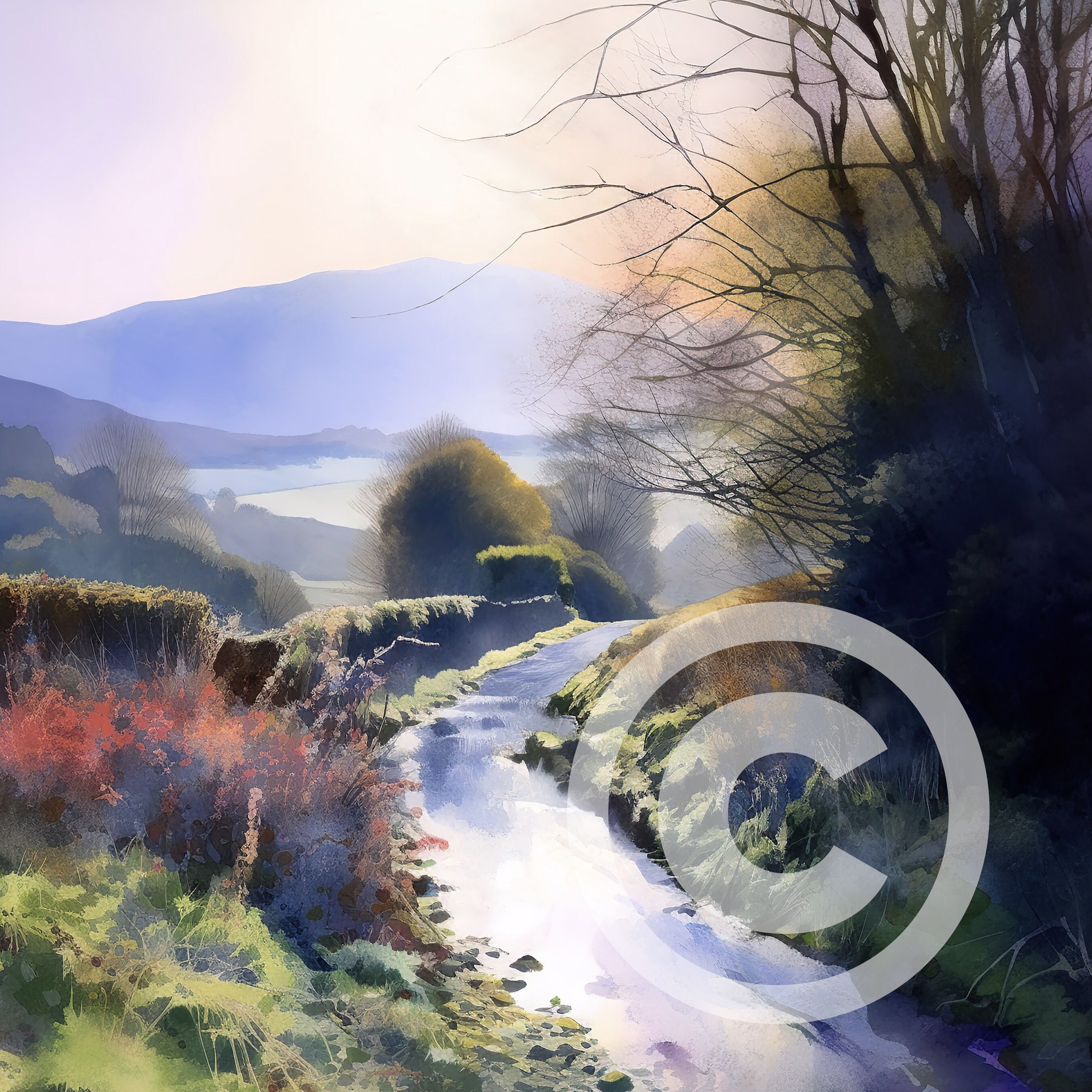 Lake District Watercolour Print, Lake District Landscape Painting ...