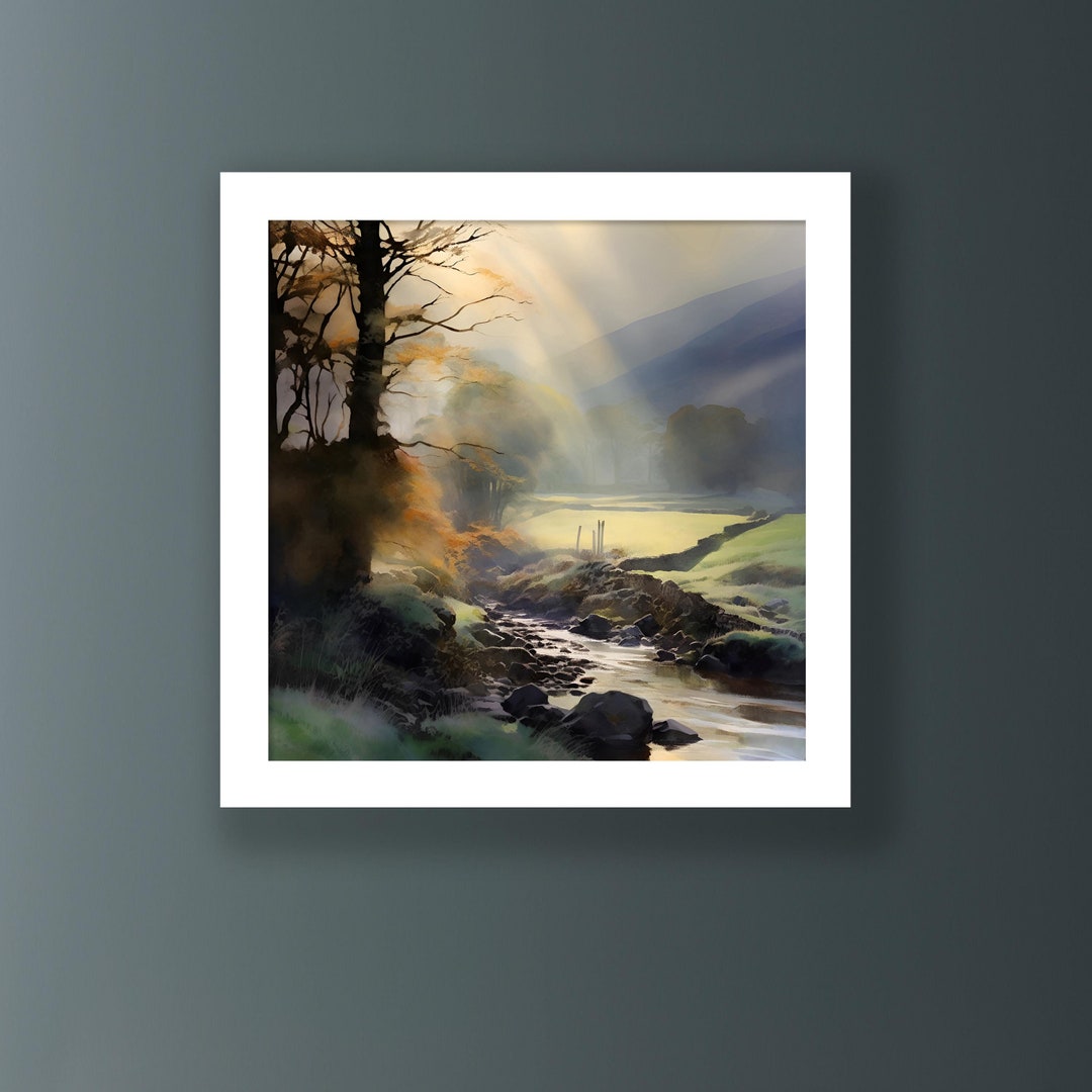 Lake District Watercolour Print, Lake District Ullswater, Landscape ...