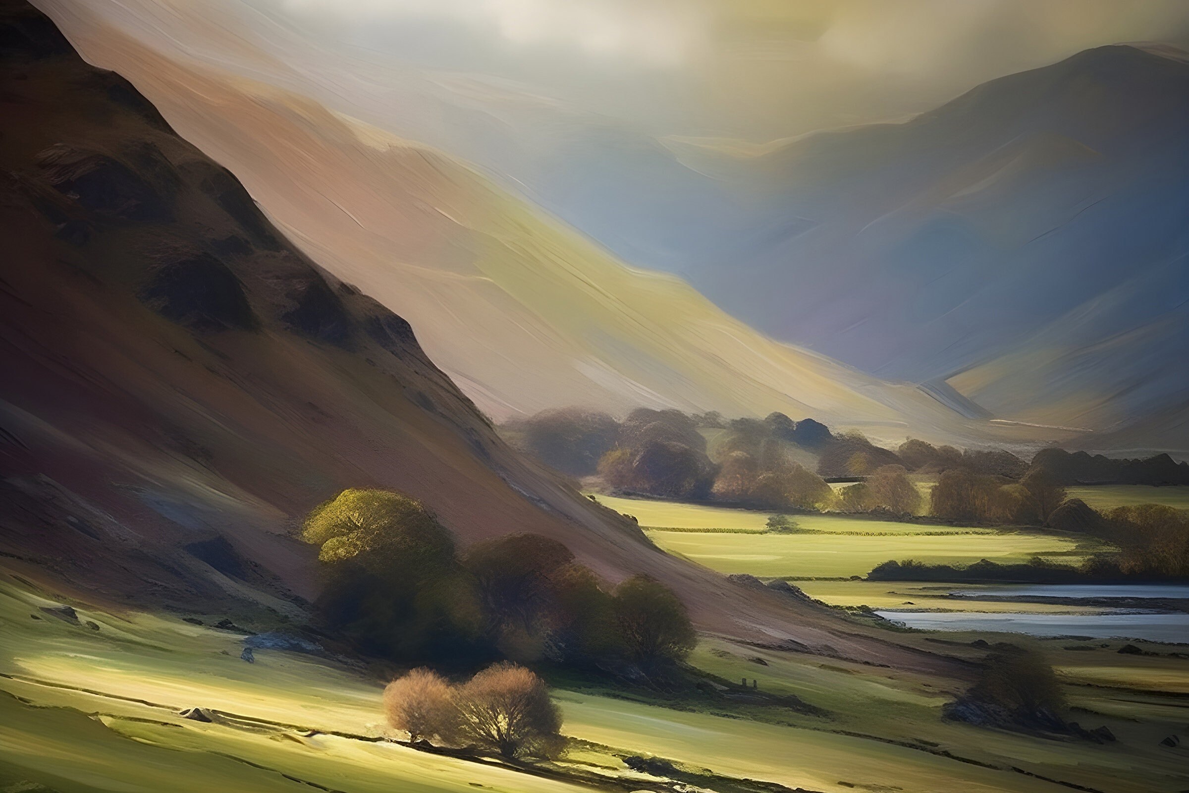 Lake District Landscape Paintings, Lake District Oil Painting, UK Lake ...