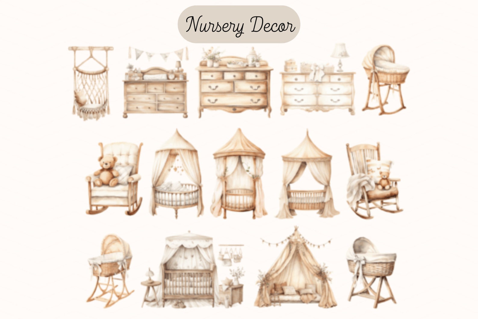 Gender Neutral Baby Clipart Watercolor Neutral Baby Shower Clipart ...