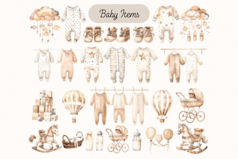 Gender Neutral Baby Clipart Watercolor Neutral Baby Shower Clipart ...