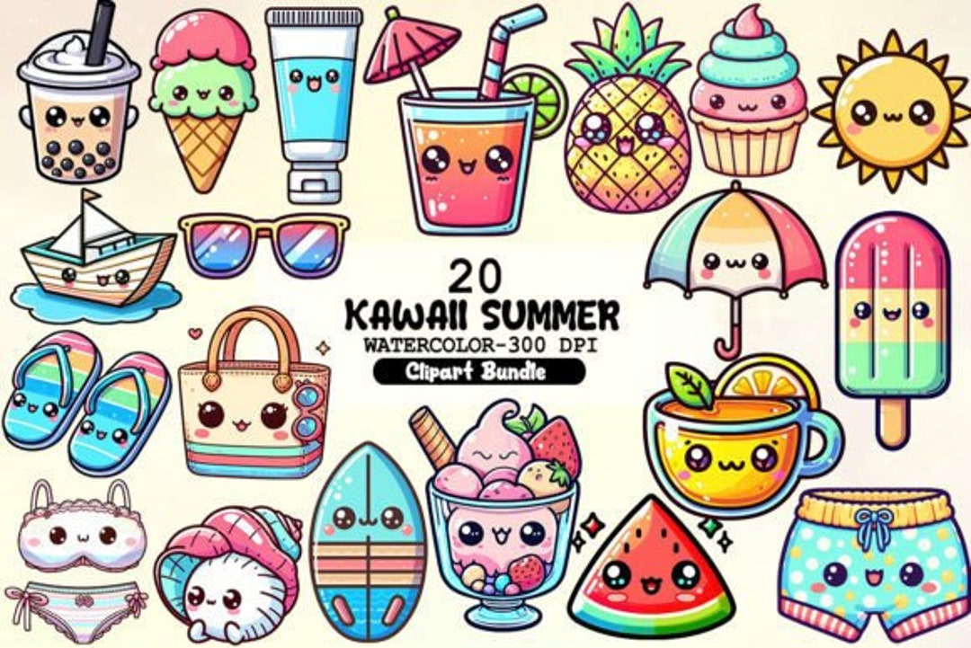 Summer Chibi Clipart, Chibi Clipart, Kawaii Clipper, Cute Summer ...