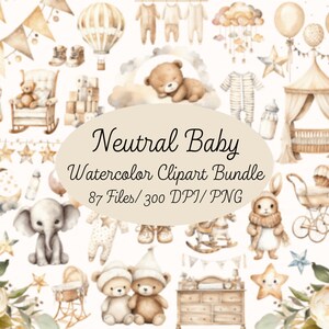 Gender Neutral Baby Clipart Watercolor Neutral Baby Shower Clipart ...