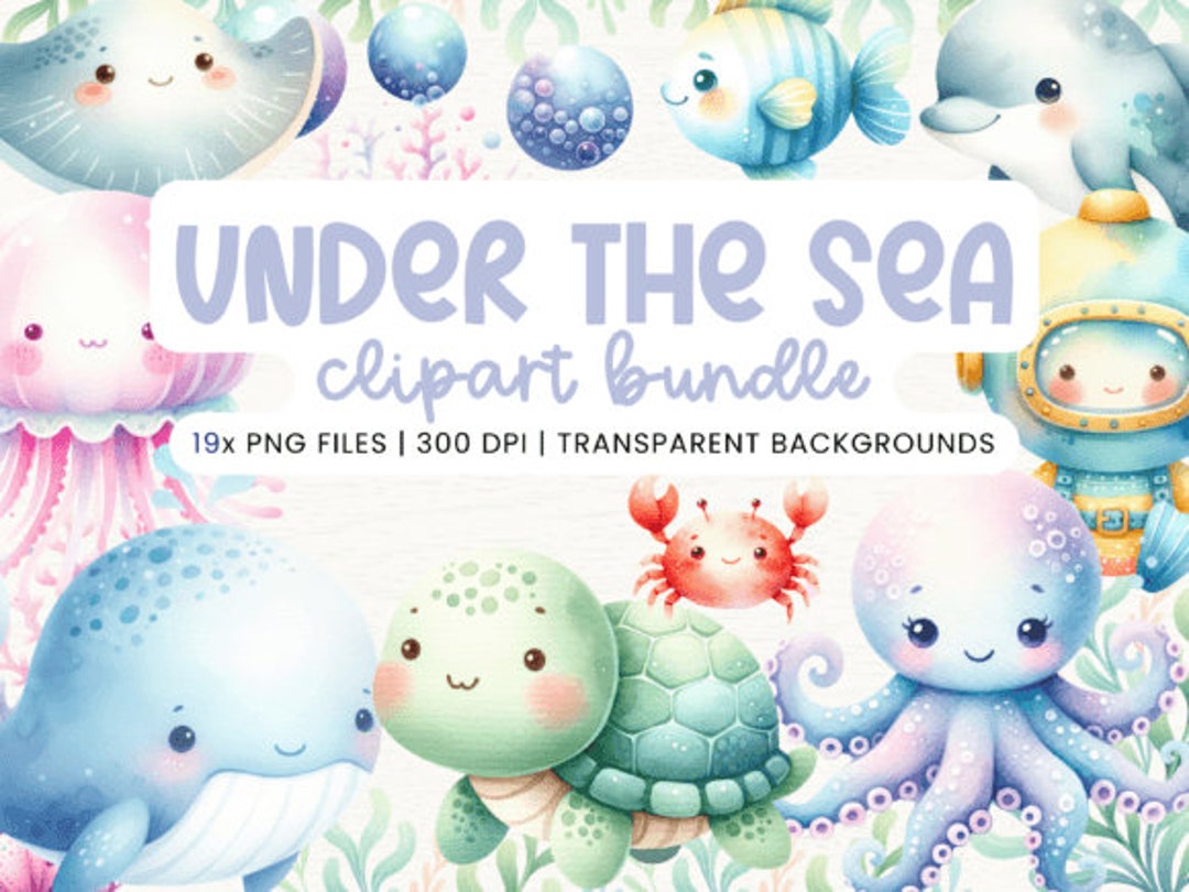Cute Ocean Clipart, Under the Sea, Ocean Animals, Underwater Clipart ...