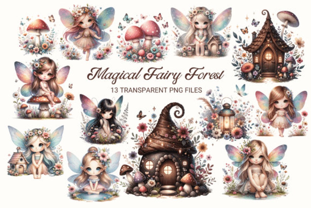 Cute Magical Forest Fairy Clipart Fantasy Clipart, Fairy Tale Clipart ...
