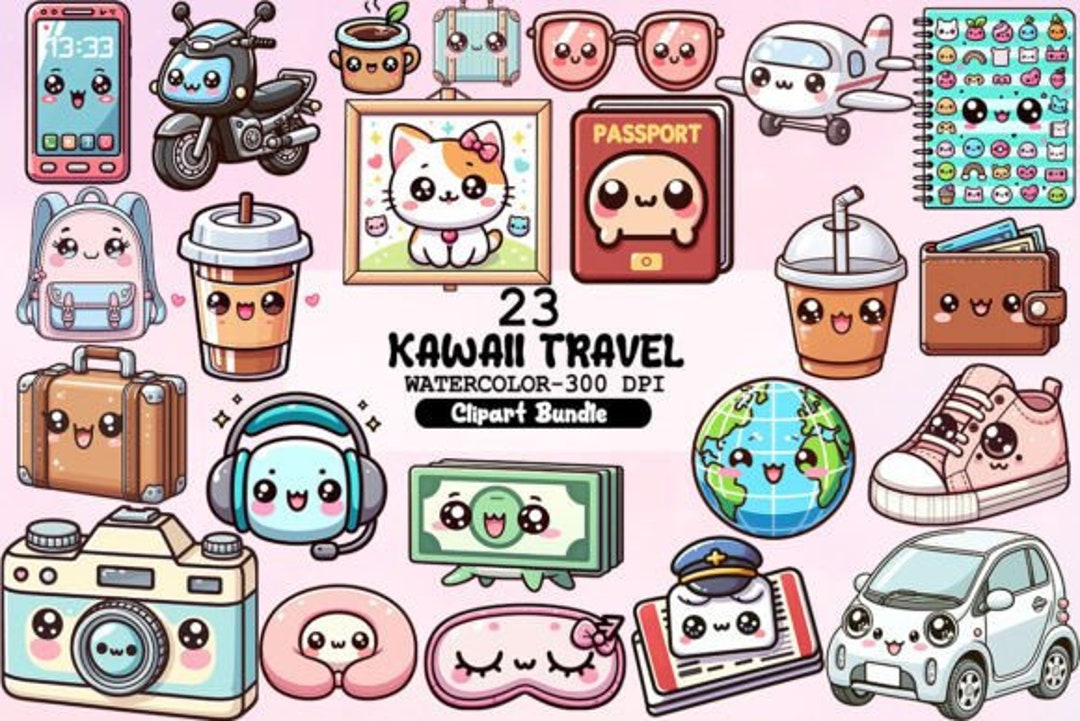 Travel Clipart, Cute Chibi Clipart, Cute Travel Clipart, Cute Chibi ...