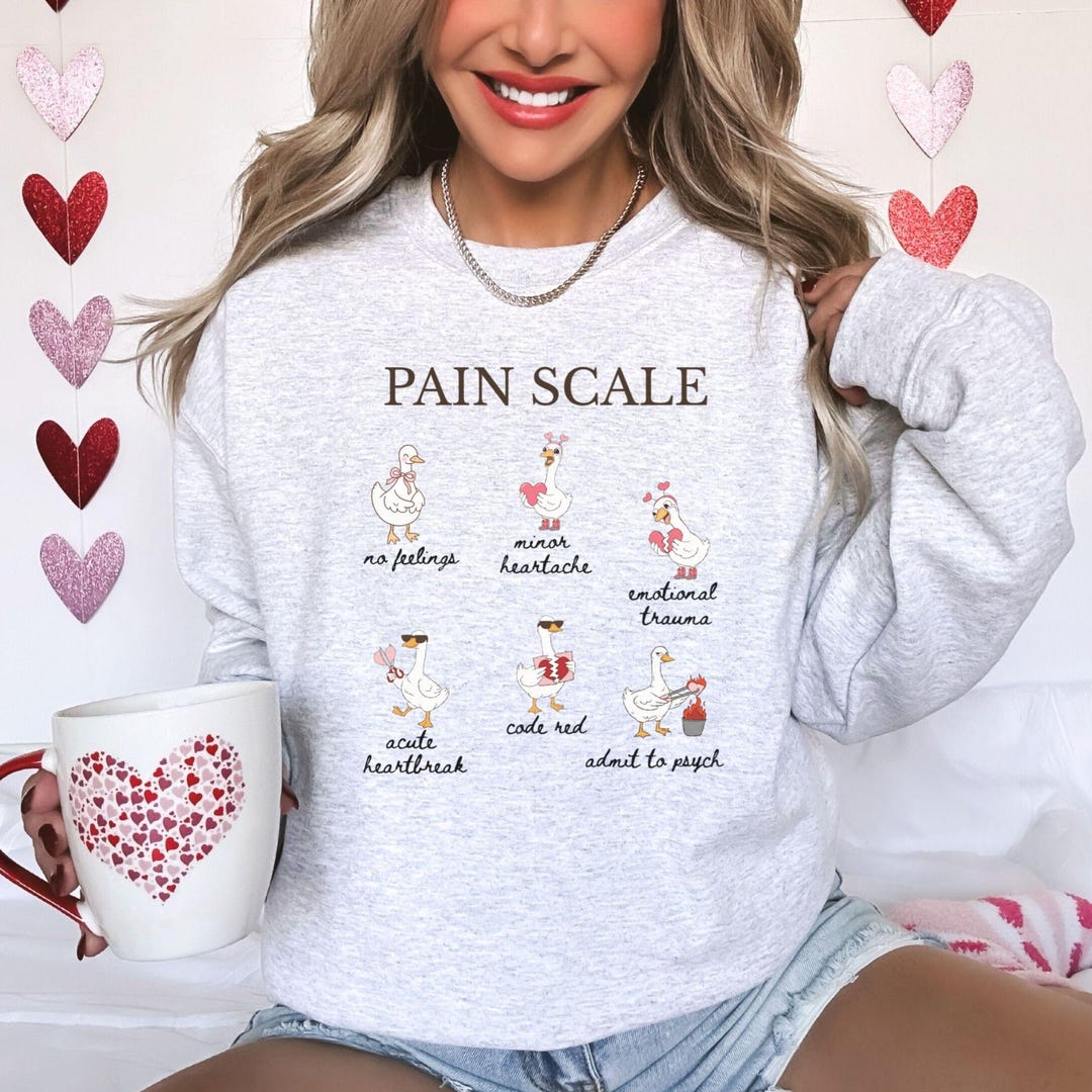 Goose Pain Scale Valentines Day Sweatshirt, Funny Valentine Comfort ...