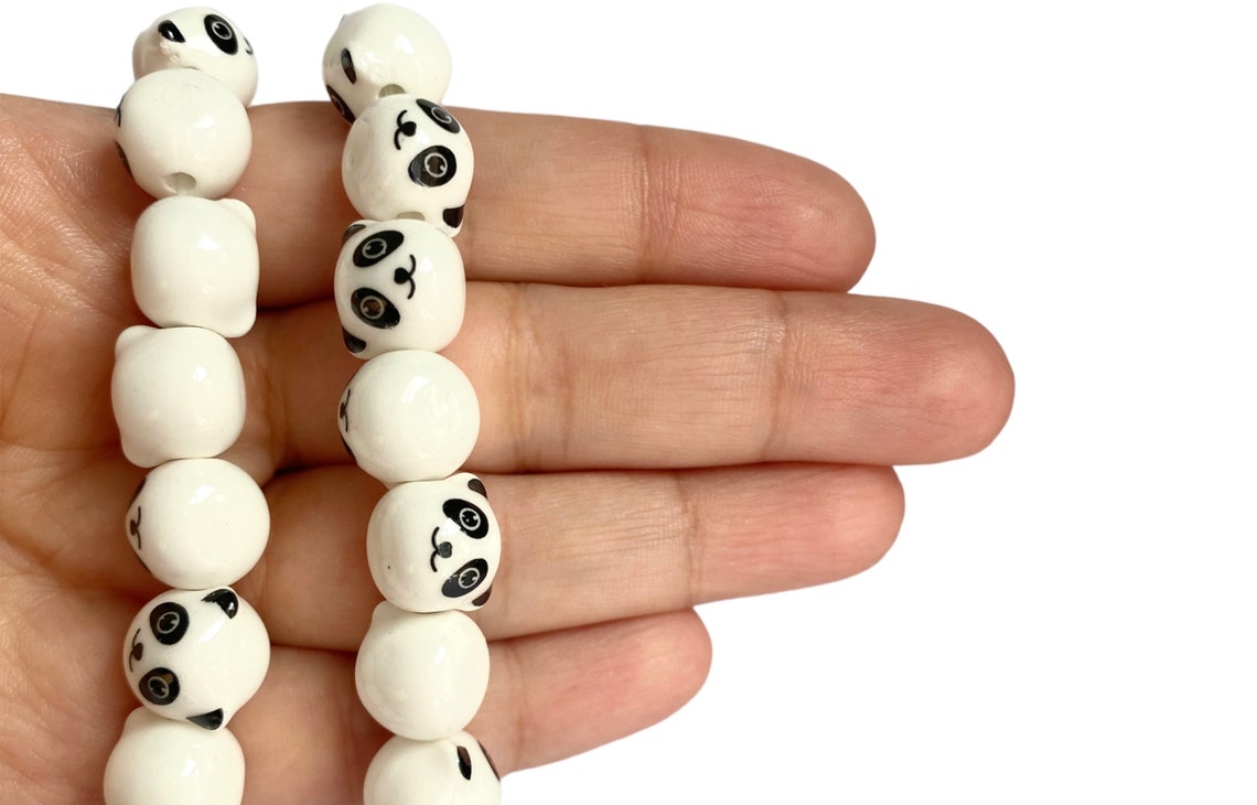 Handmade Ceramic Panda Charm,panda Beads,porcelain Bead,4pcs in a Pack ...