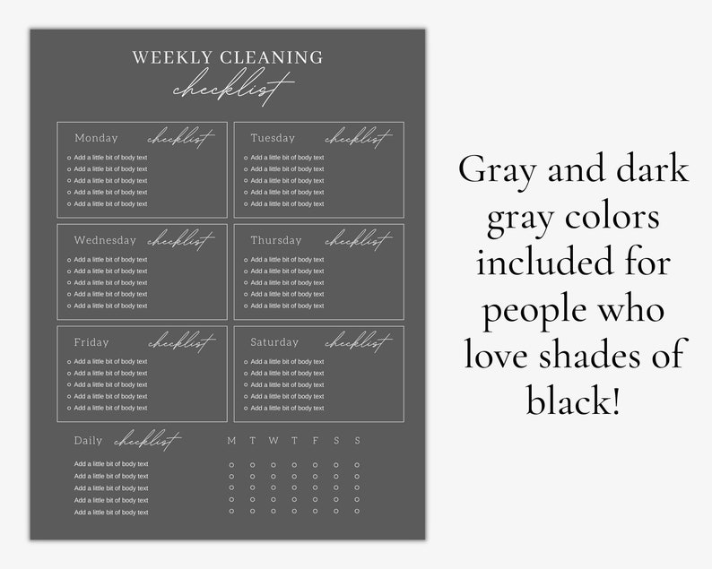 Editable Weekly Cleaning Checklist Minimalist Cleaning Schedule Daily