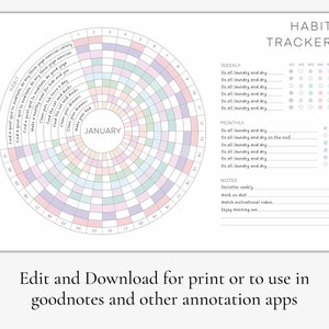 Monthly Habit Tracker Printable Landscape Daily Weekly Habbit Tracker ...