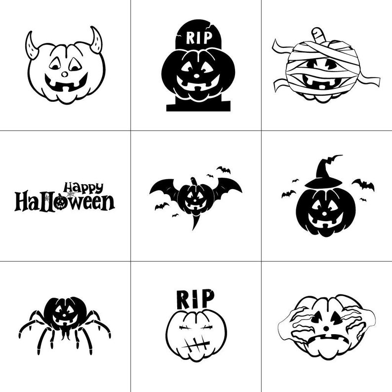 Halloween SVG Bundle, Line Art for Halloween Clipart, Svg Files Svg ...