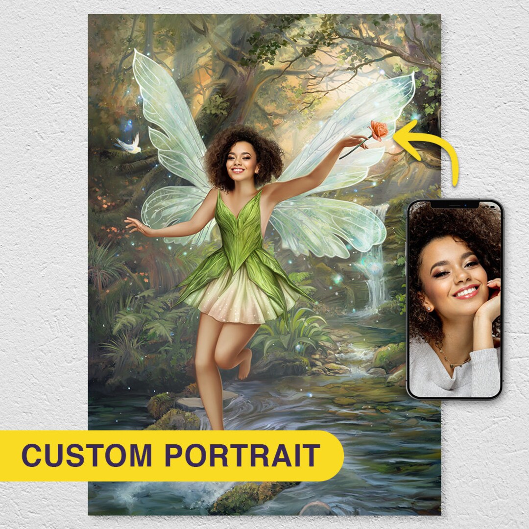 Custom Fantasy Fairy Portrait From Photo Personalized Printed - Etsy