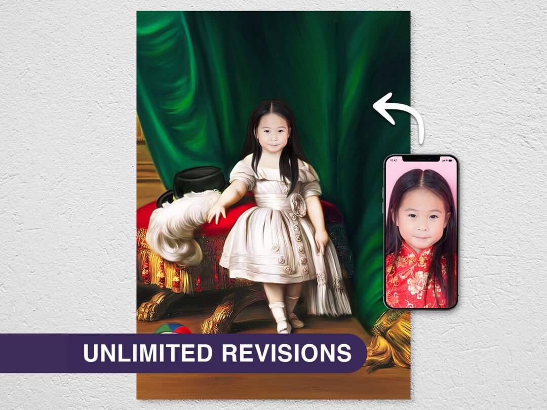 Custom Royal Little Girl Portrait From Photo, Personalized Painting ...