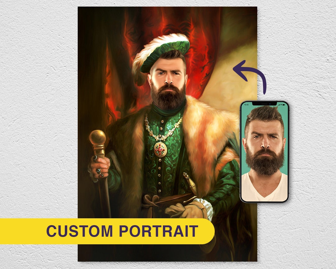 Custom Royal Portrait From Photo, Historical Portrait Gift for Him ...
