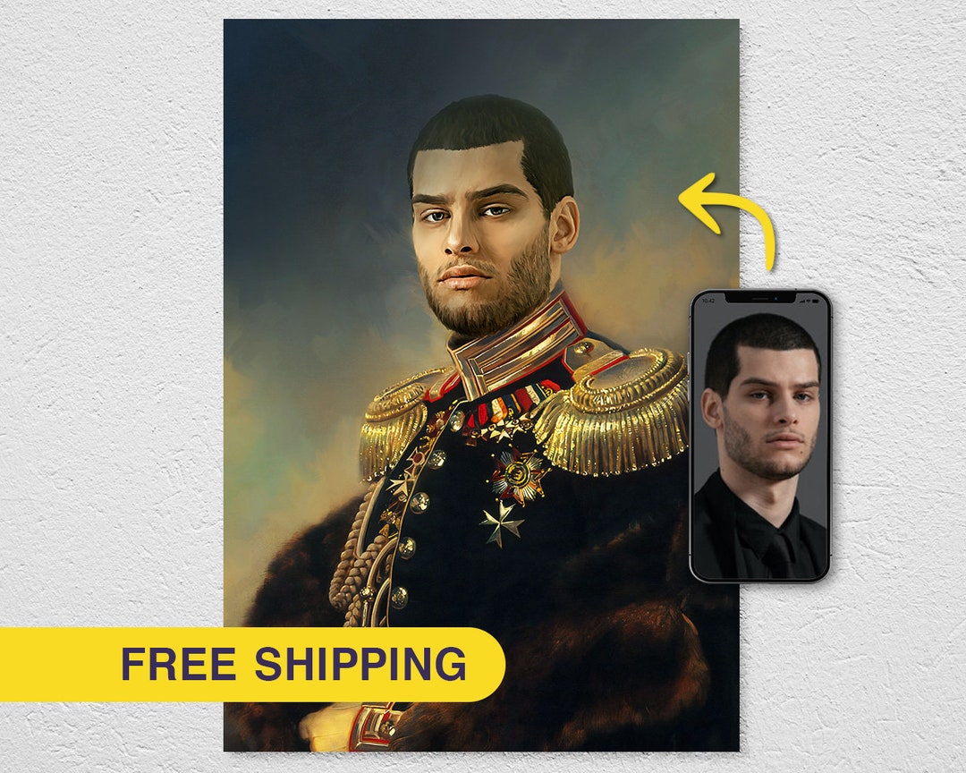 Custom Royal Portrait From Photo, Historical Canvas Gift for Him ...
