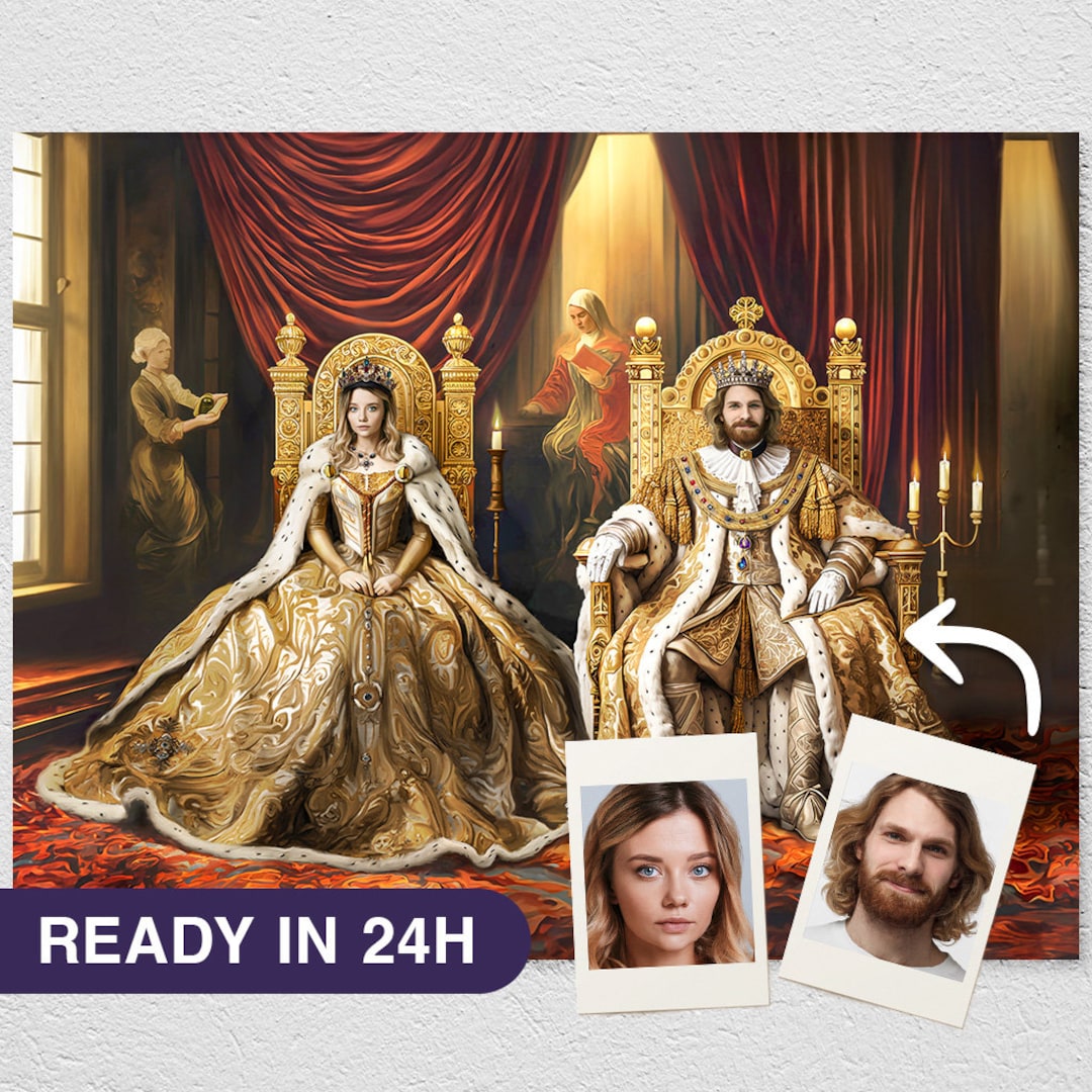 Custom Royal Couple Portrait From Photo, Regal Canvas Home Decor ...