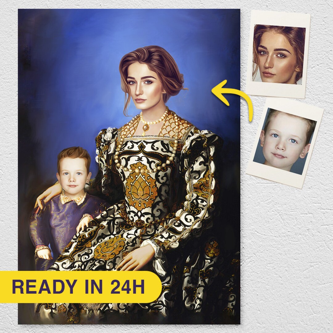 Custom Royal Portrait Family From Photo Historical Canvas - Etsy