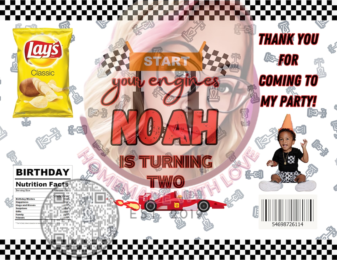 Two Fast 2 Curious Chips Bags Templates, Start Your Engines, Race Car ...