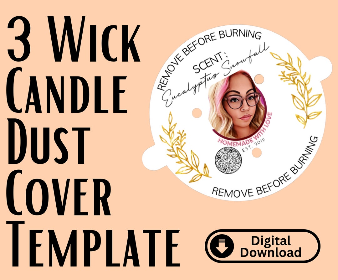 Editable Candle Dust Cover Template, 3 Wick Candle Dust Cover, Cricut ...
