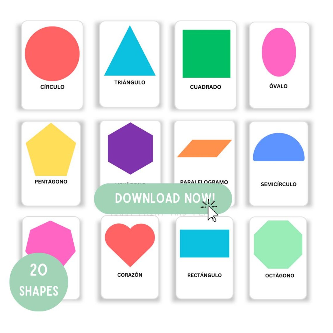 Spanish Shapes Flashcards Printable | Basic Shape Flash Cards ...