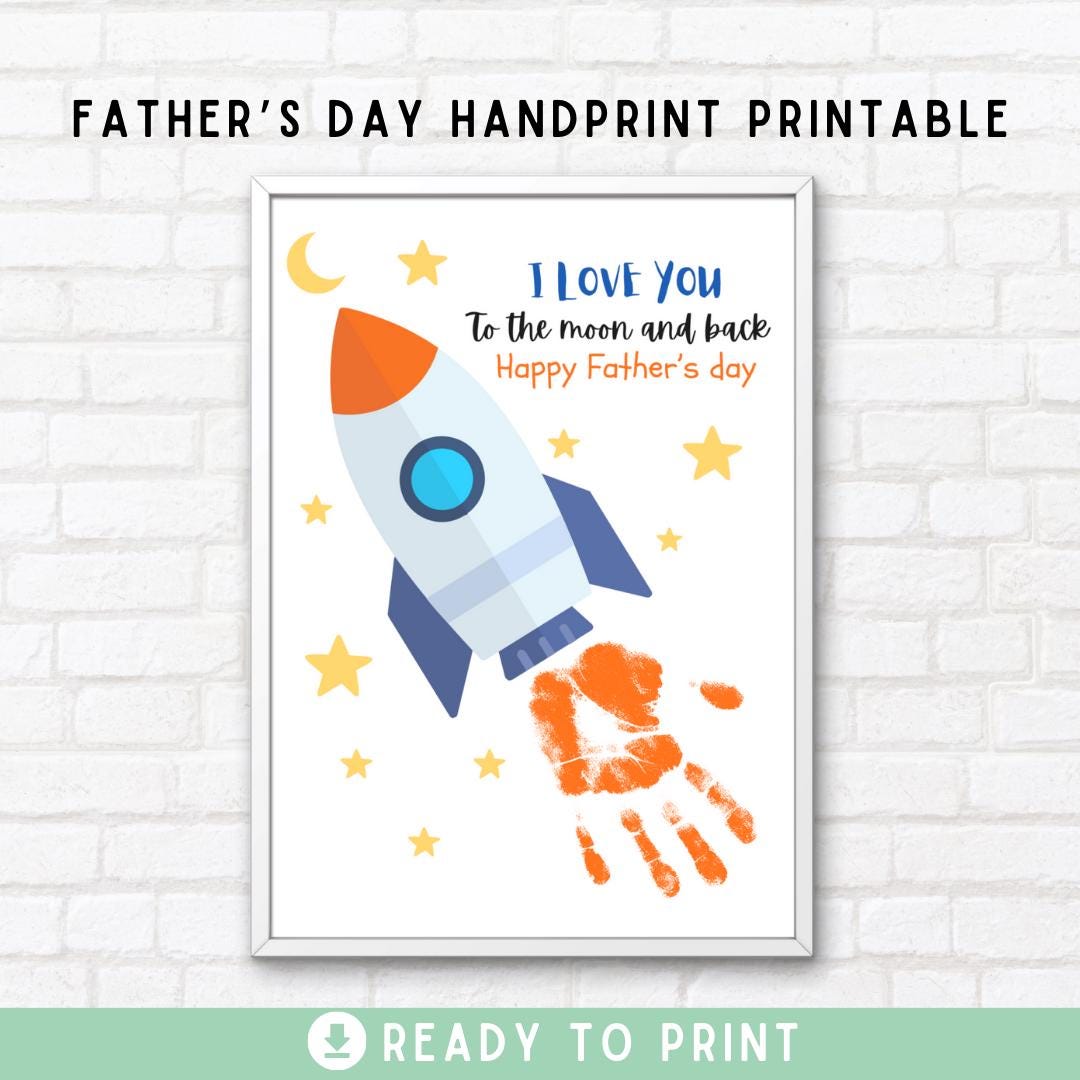 Father's Day Printable, I Love Dad Handprint Art, Fathers Day Gift ...