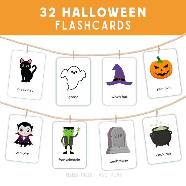 Halloween Flashcards for Kids | Printable Learning Cards, Educational ...