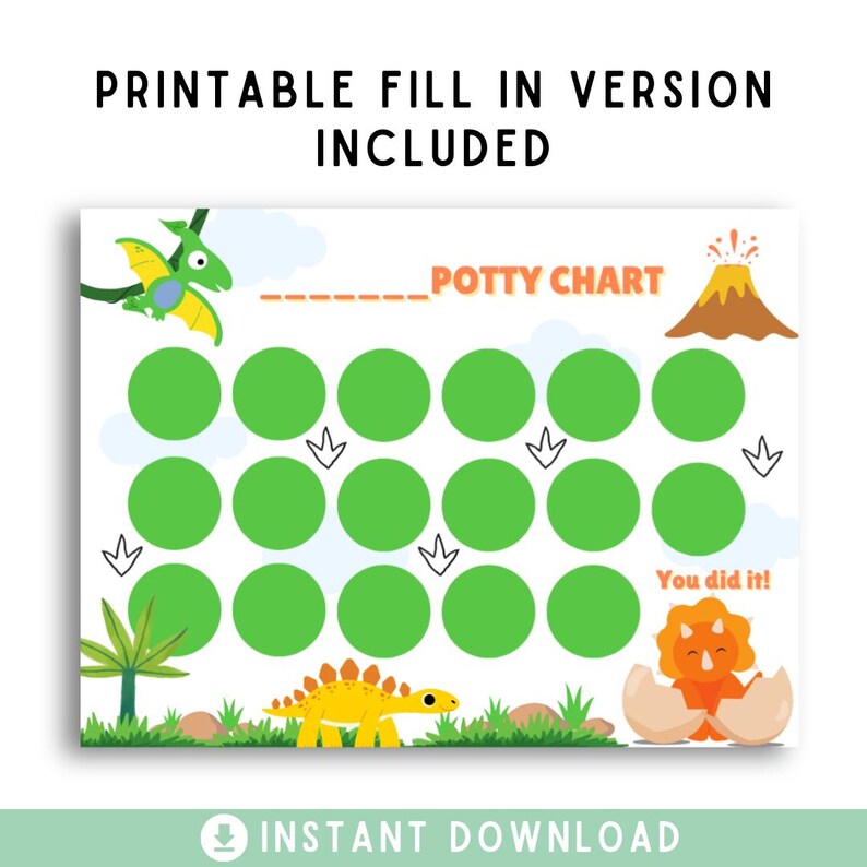 Editable Dinosaur Potty Training Chart for Kids | Printable Reward ...