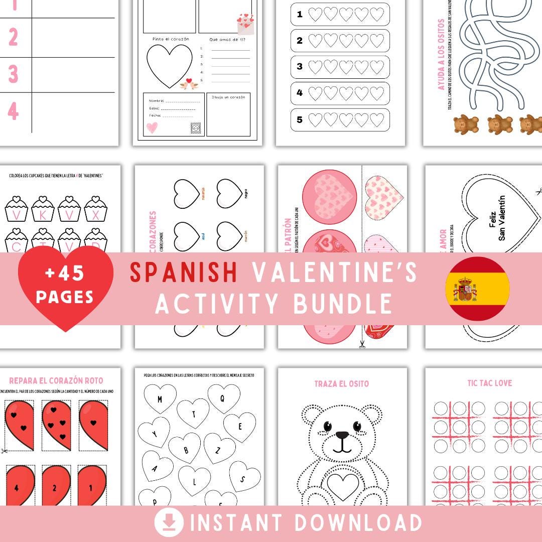Valentine's Day Activity Book for Kids (IN SPANISH) | 45+ Activities ...