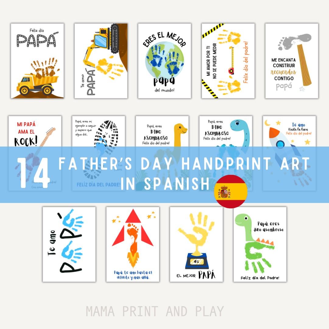 Father’s Day Handprint Craft Template Bundle in Spanish, Kids Handprint ...