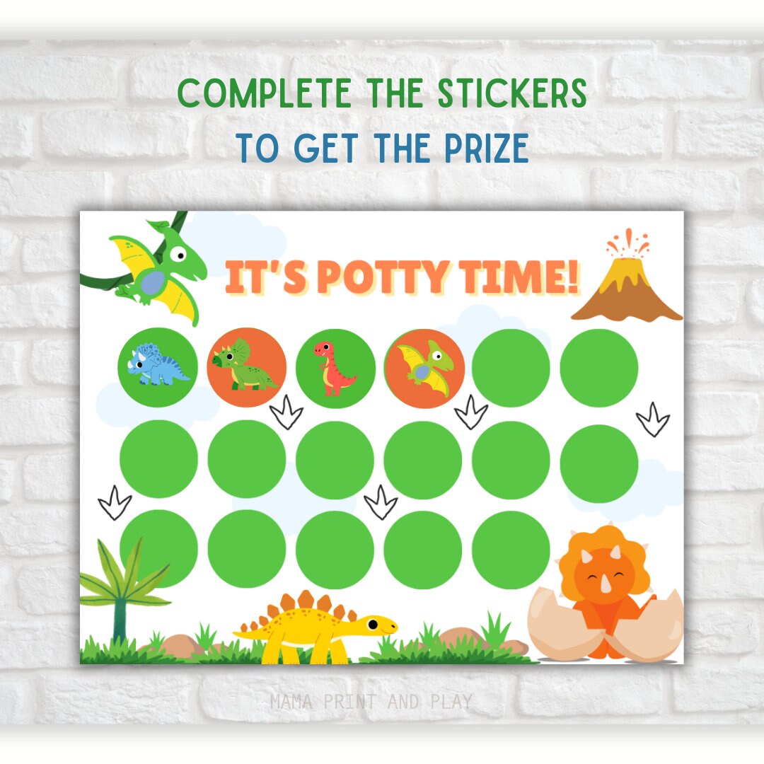 Potty Training Chart Dinosaur Theme, Potty Reward System, Potty Prize ...