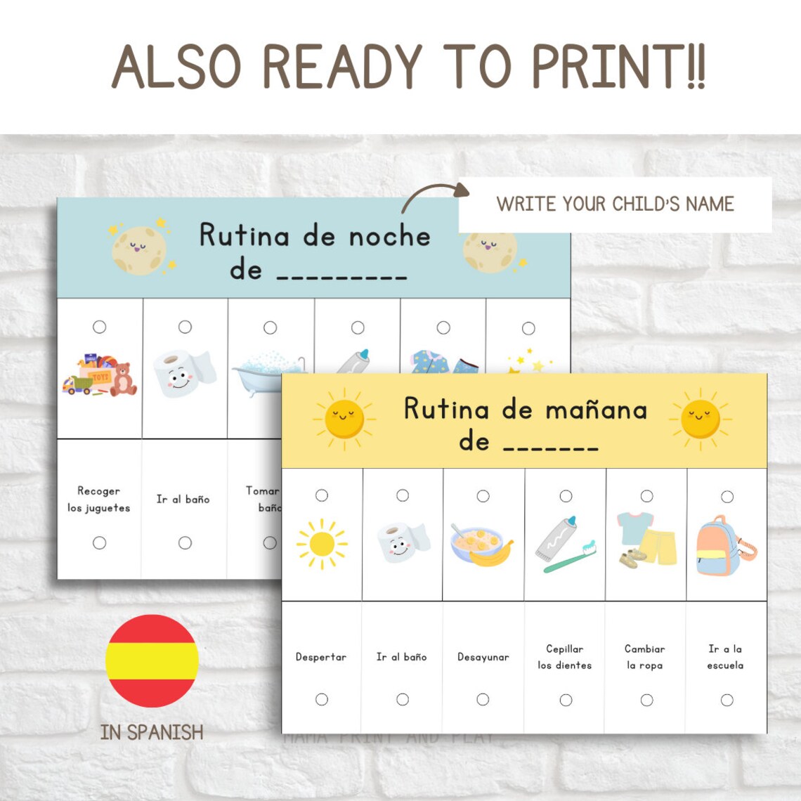 Editable Routine Flipchart in SPANISH, Kids Daily Checklist, Daily ...