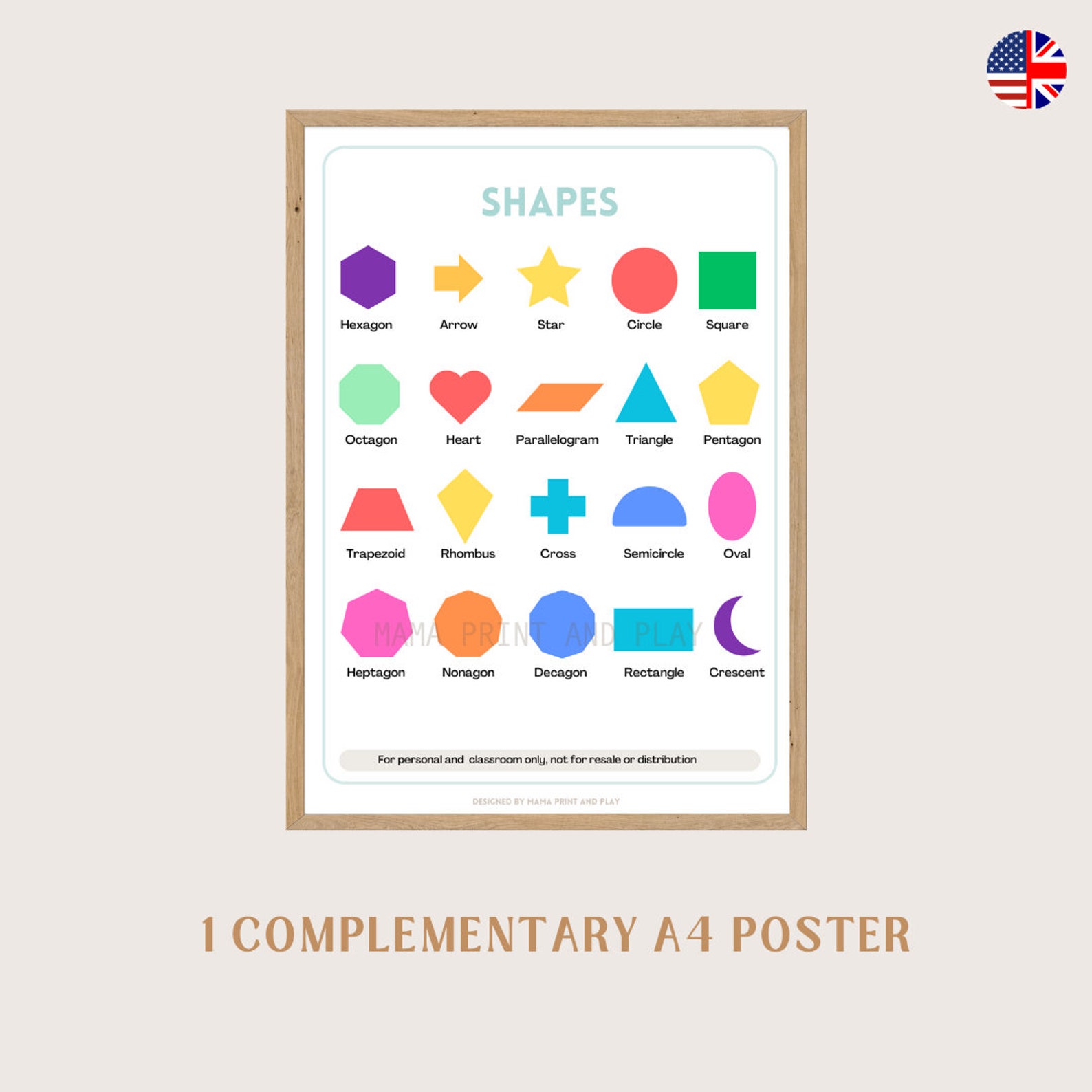 20 Shapes Flash Cards, Printable Flashcards, Homeschool Printables ...
