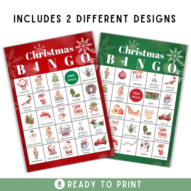 Christmas Bingo in Spanish | Printable Navidad Bingo Game | Spanish ...