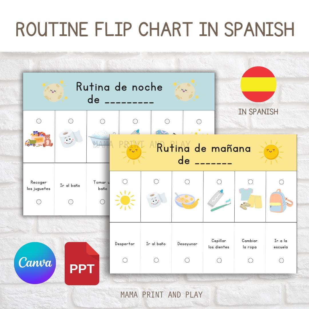 Editable Routine Flipchart in SPANISH, Kids Daily Checklist, Daily ...