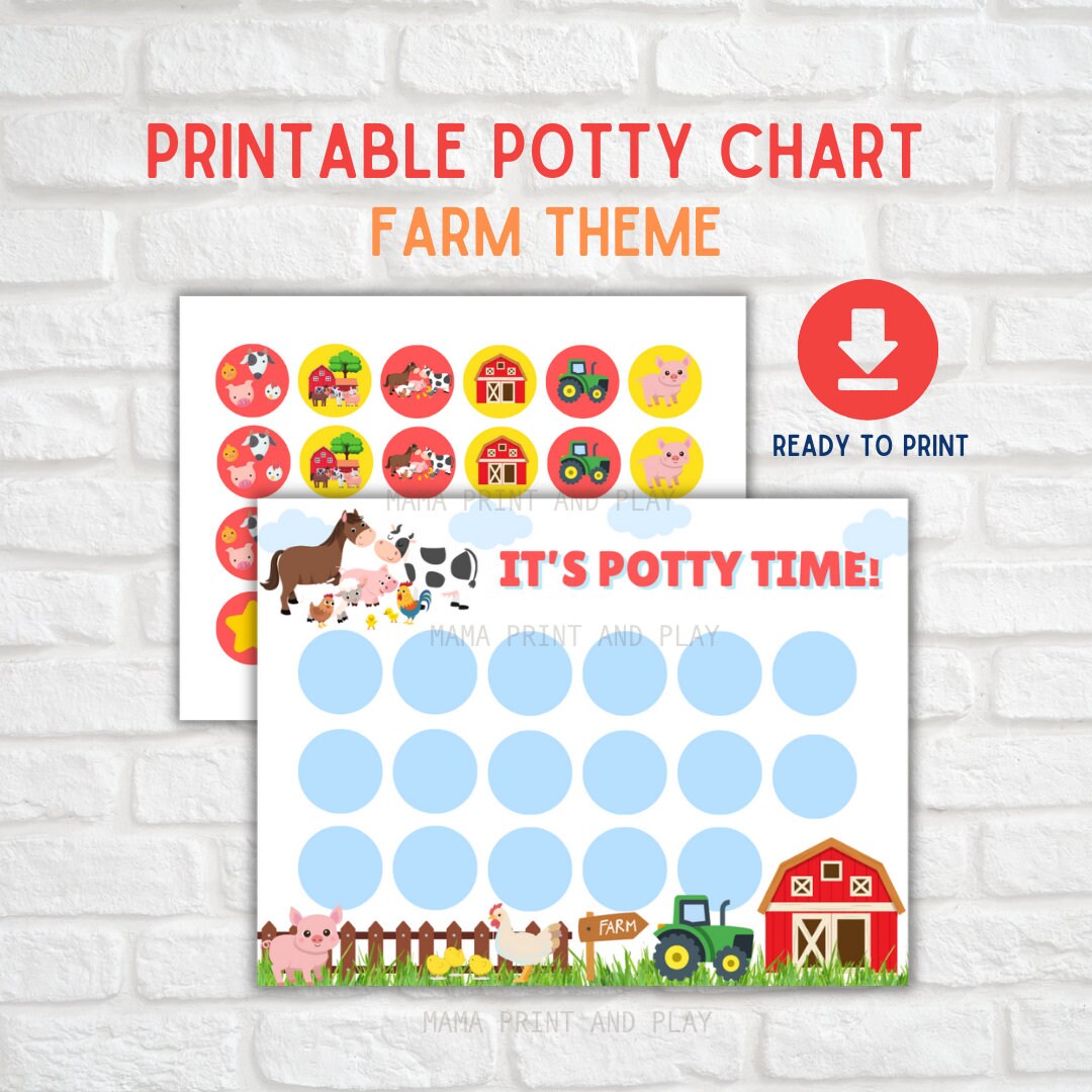 Potty Training Chart Farm Theme, Potty Reward System, Potty Prize Chart ...