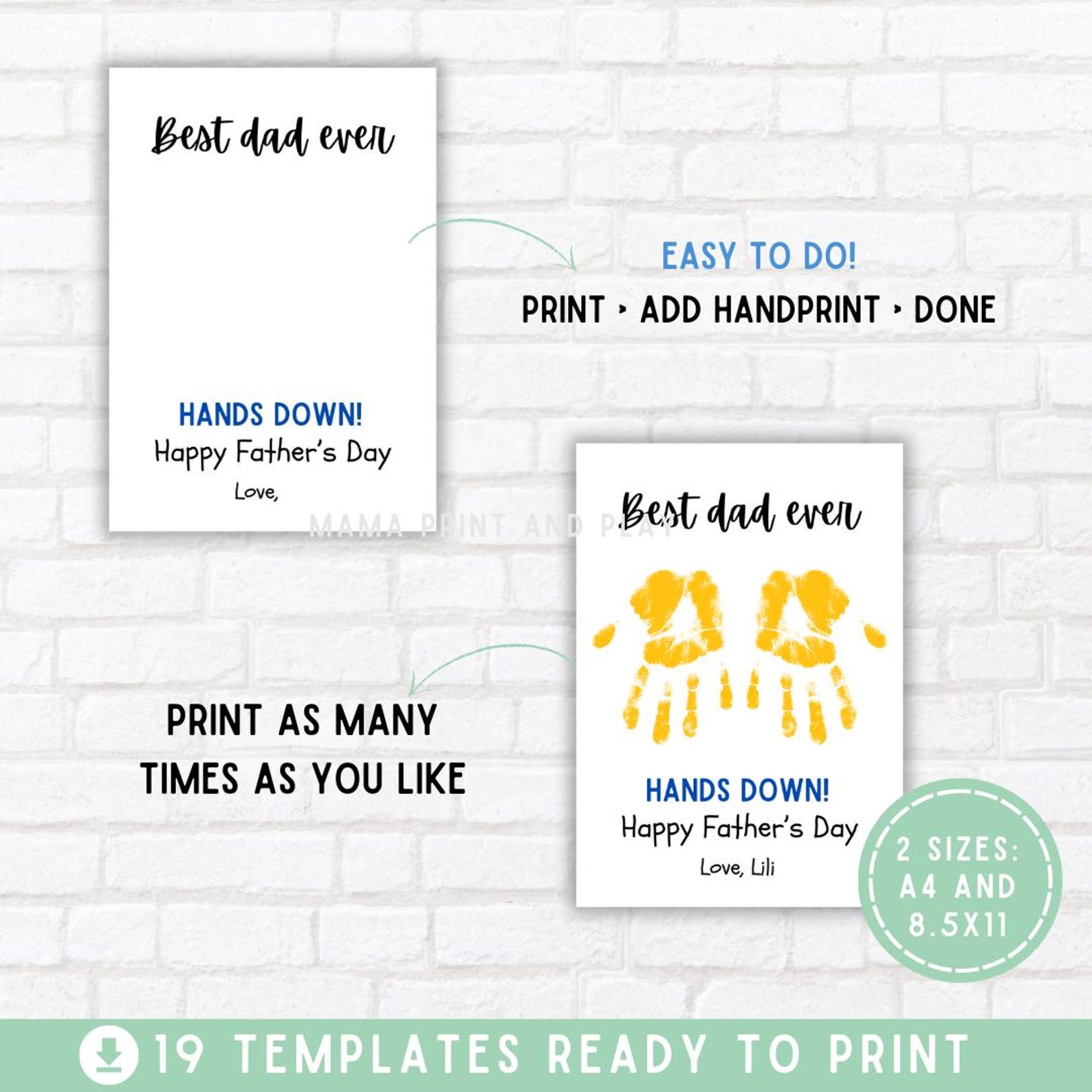 Fathers Day Handprint Template, Fathers Day Art Bundle, Father's Day ...