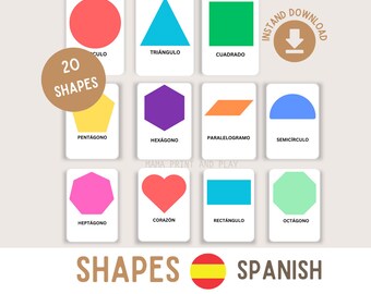 20 Shapes Flash Cards, Printable Flashcards, Homeschool Printables ...