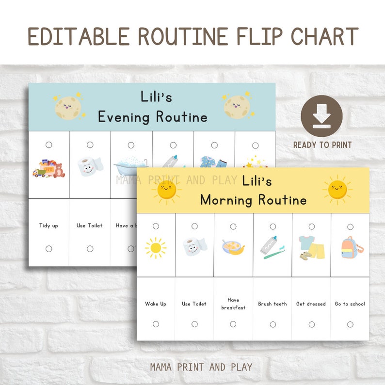 Editable Routine Flipchart, Flip Chart : Kids Daily Checklist, Morning ...
