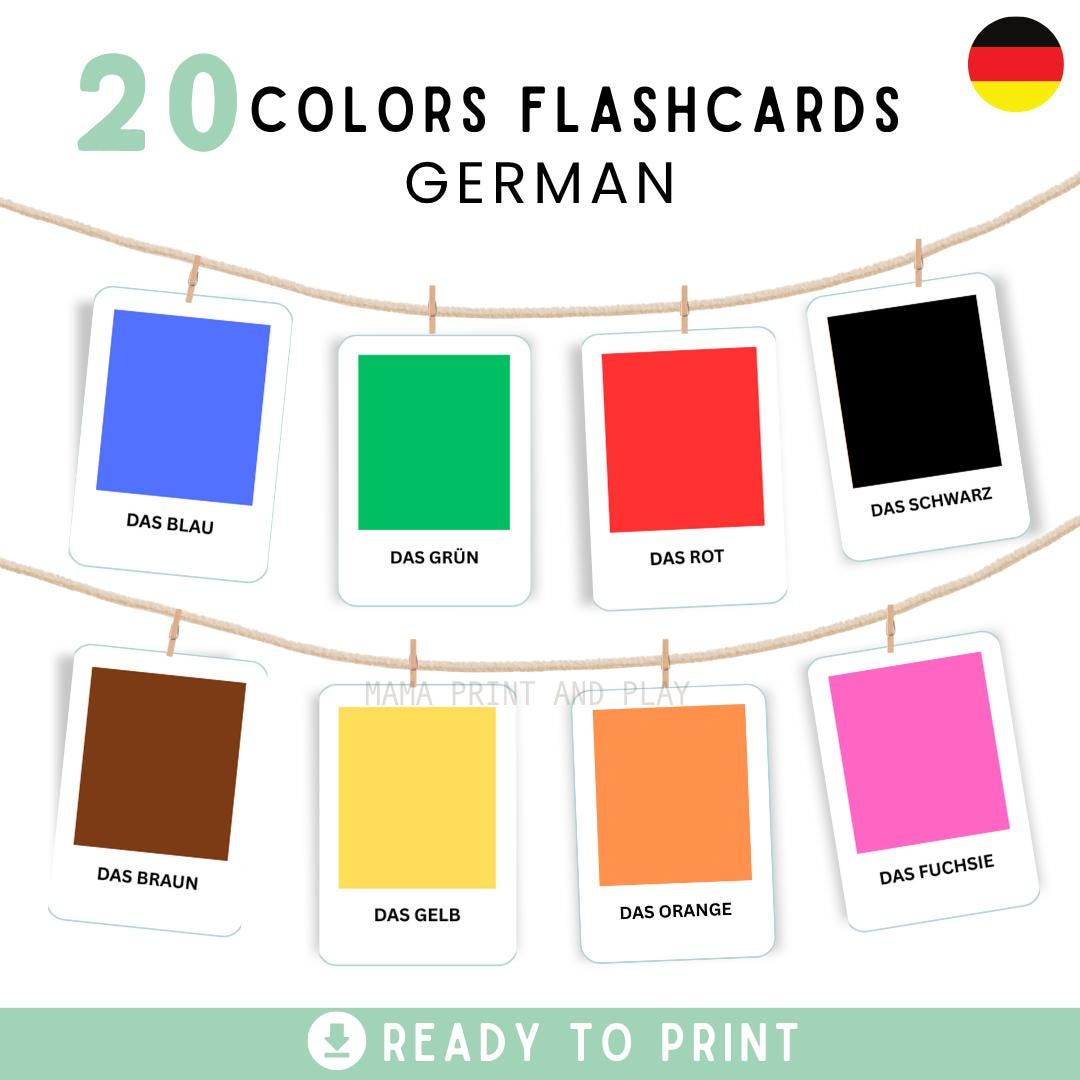 Colors GERMAN Version - English Bilingual Cards | 12 German Flash Cards ...